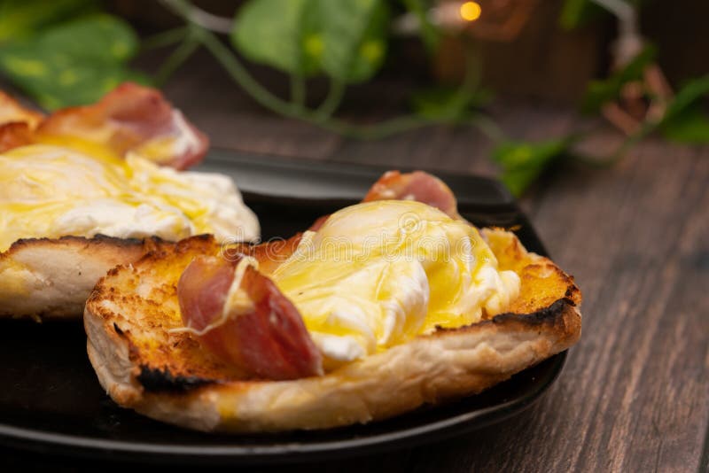 Eggs Benedict on a Toast for Breakfast Stock Image - Image of toast ...
