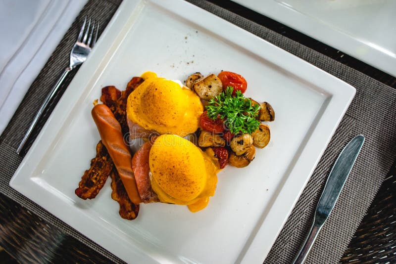 Eggs Benedict Toasted English Muffins. Delicious Breakfast with Eggs ...