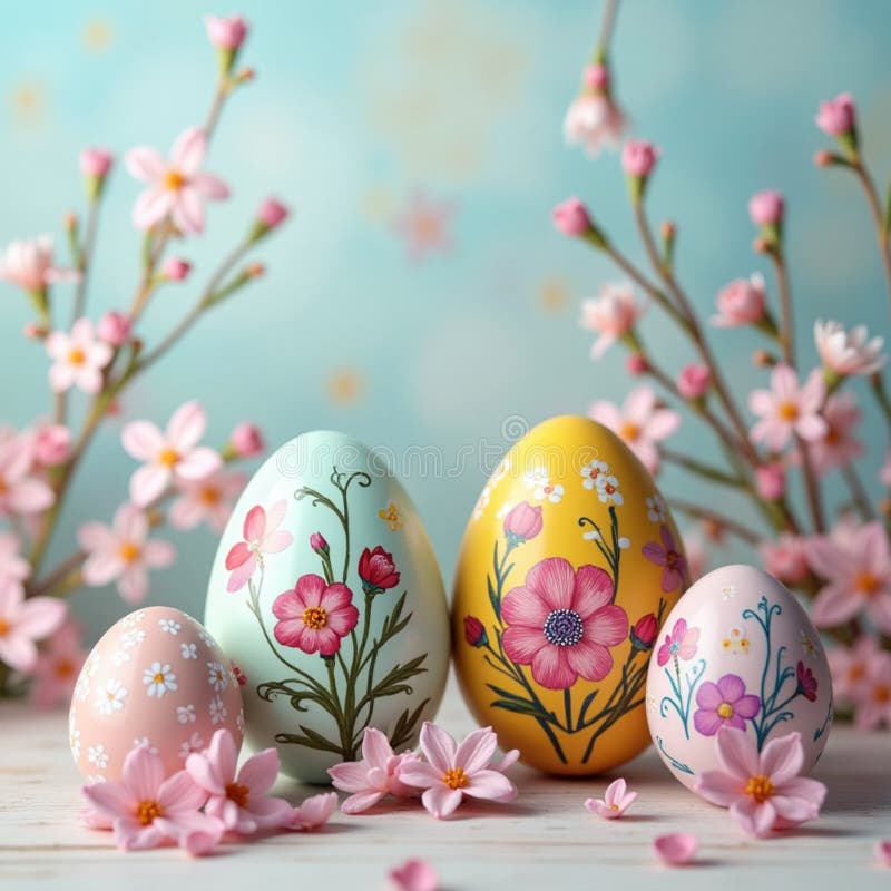 Spring Treasures: a Garden of Easter Eggs Stock Illustration ...