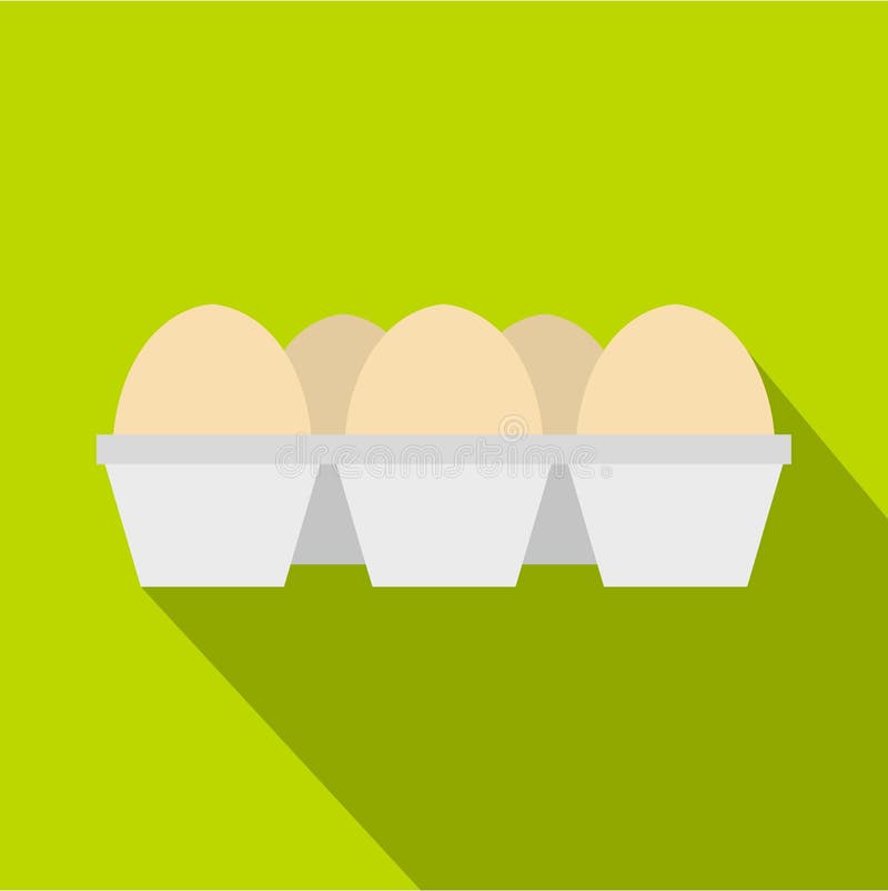 Eggs in Carton Package Icon, Flat Style Stock Vector - Illustration of ...