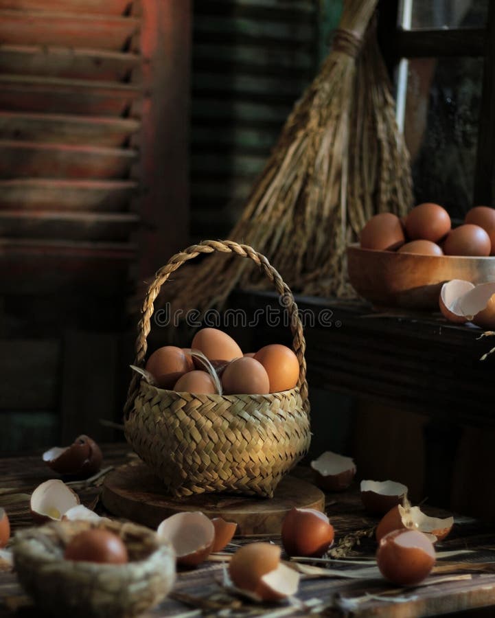Eggs Dan Shell Eggs in Darkmood Photography Stock Photo - Image of room ...