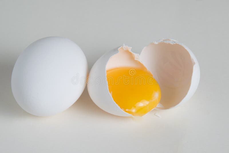 Eggs and Egg Yolk in Shell Isolate on White Background Stock Photo ...