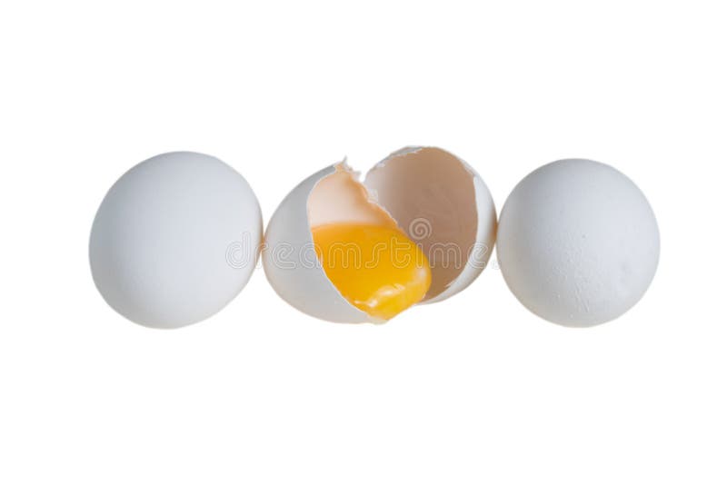 Eggs and Egg Yolk in Shell Isolate on White Background Stock Photo ...