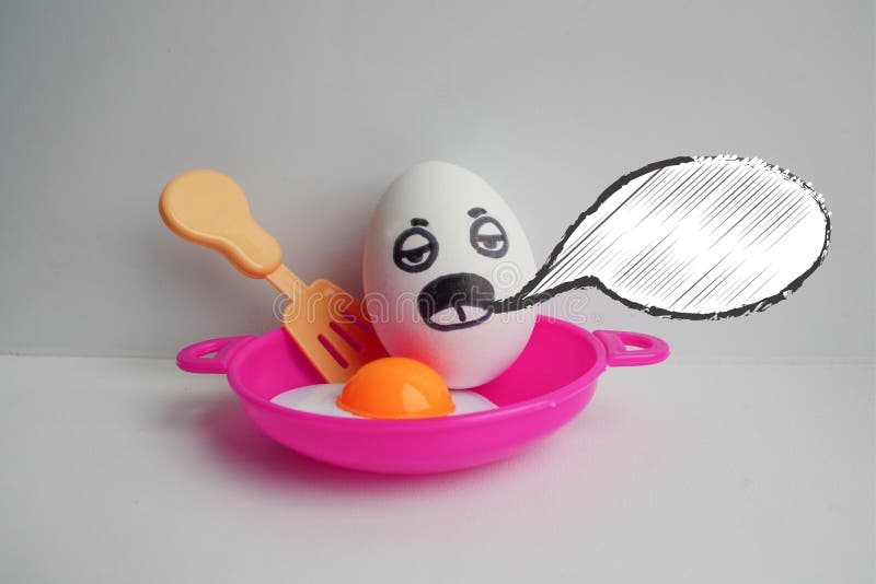 Eggs with face. Concept stock photo. Image of cutlery - 96378272
