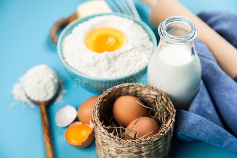 Basic baking ingredients stock photo. Image of kitchen - 113798352
