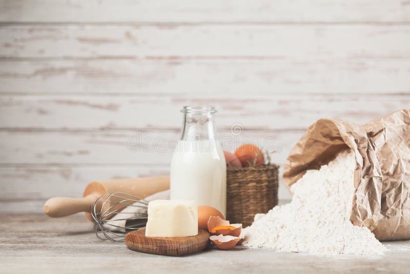 Basic baking ingredients stock image. Image of eggs - 116732301