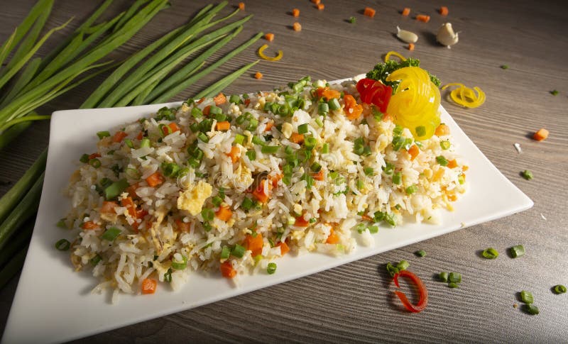Eggs Fried Rice Finished Cooked with Ingredients Stock Image - Image of ...