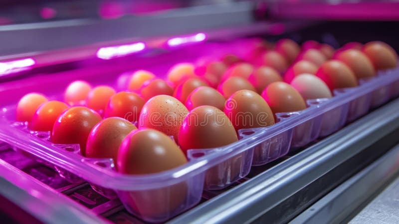 Eggs Incubating Under Pink Light in a Tray Stock Illustration ...
