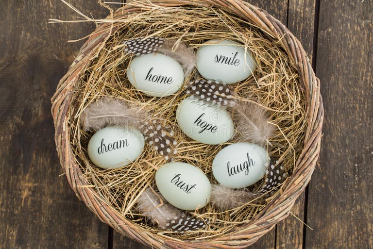 Eggs with messages stock image. Image of overhead, view - 51101735