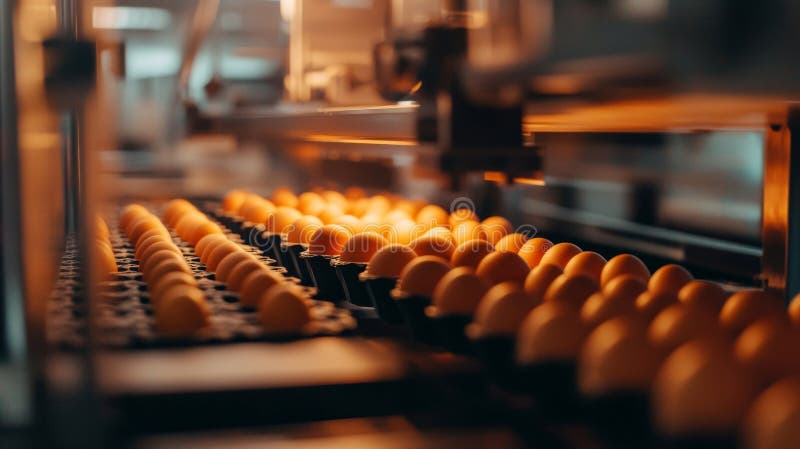 Eggs Moving Along a Conveyor Belt in a Factory Setting Stock Image ...