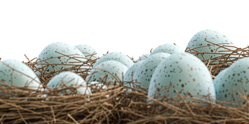 Eggs in a Nest Isolated on White Stock Illustration - Illustration of ...