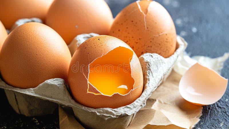 Eggs with Open Egg Fresh. Generative Ai Stock Illustration ...