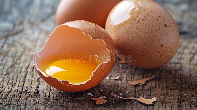 Eggs with Open Egg Fresh. Generative Ai Stock Illustration ...