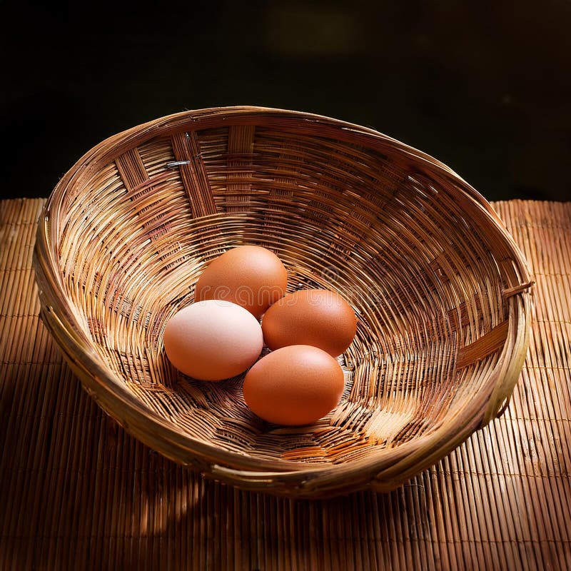 Eggs in and Out of Bamboo Basket Stock Illustration - Illustration of ...