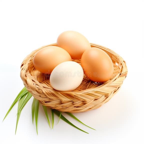 Eggs in and Out of Bamboo Basket. Stock Illustration - Illustration of ...