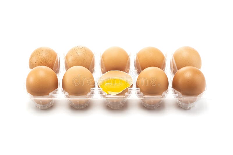A Cracked and Open Egg in Front of Other Eggs Stock Photo - Image of ...