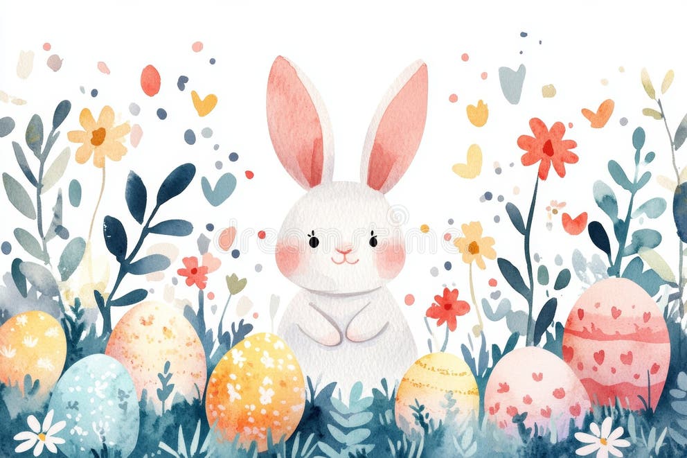 Eggs are Painted by the Easter Bunny in Pastel Colors Using a ...