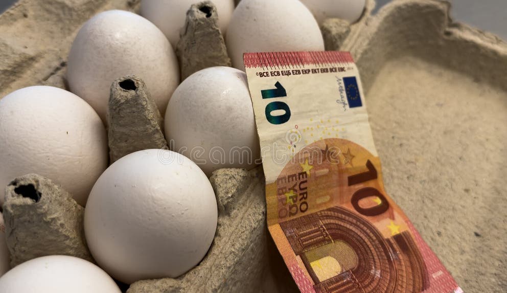 Eggs in a Paper Container with a Roll of Euro Bills Inside ...