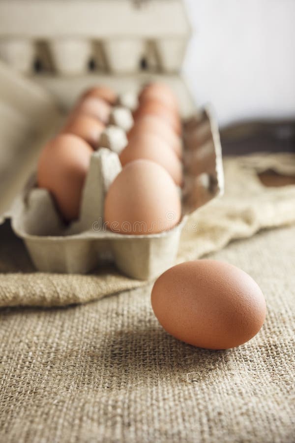 Eggs in Paper Pack on Sack Cloth Stock Photo - Image of easter, fresh ...