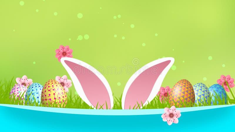 Eggs, Pink Flower, Bunny Ears and Grass Concept Image Stock ...