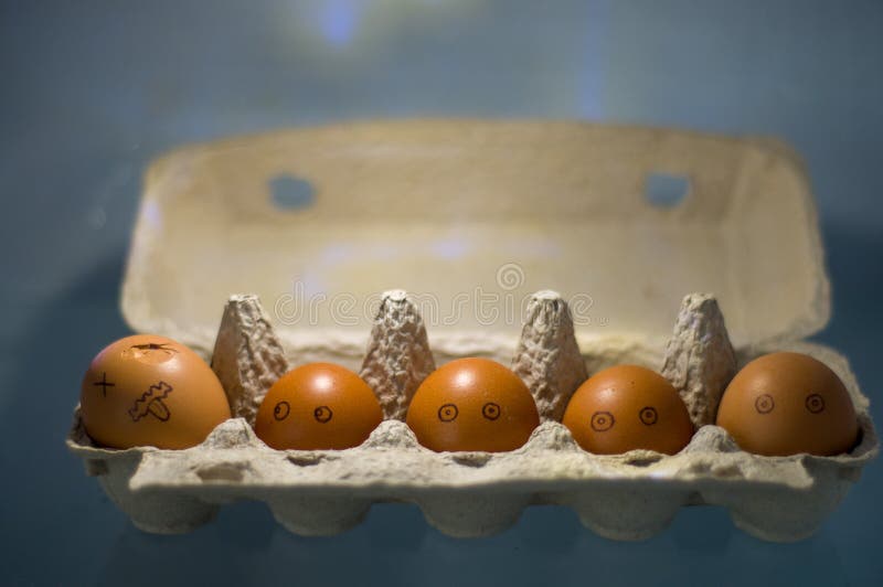 Eggs in the Refrigerator. a Broken Egg. Rotten Food Stock Image - Image ...