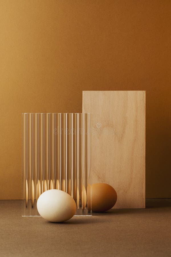 Eggs Seen Behind a Corrugated Glass, Reflection and Shadow on Brown ...