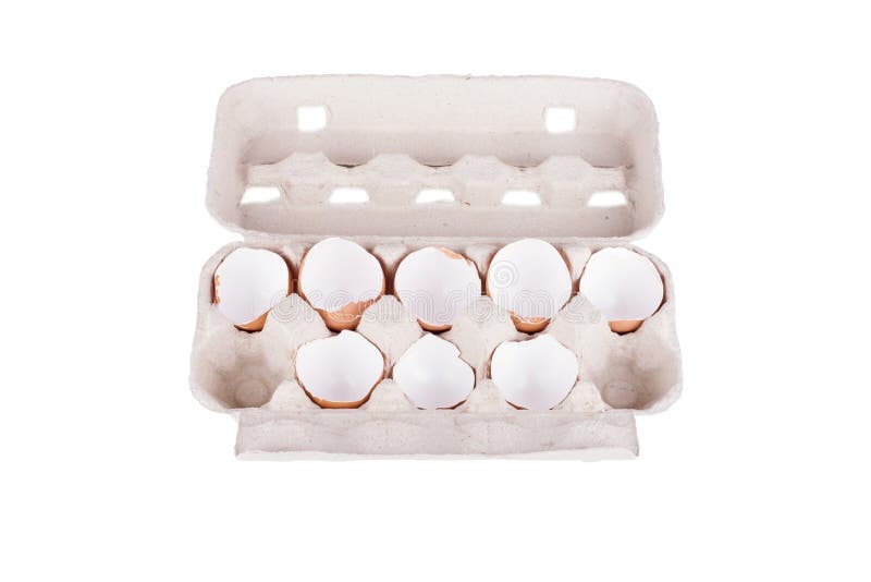 Eggs Shell in a Carton Package Isolated Stock Photo - Image of nature ...