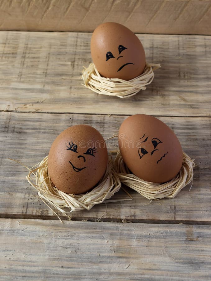 Eggs on a Stylized Nests on a Wooden Board Stock Image - Image of ...