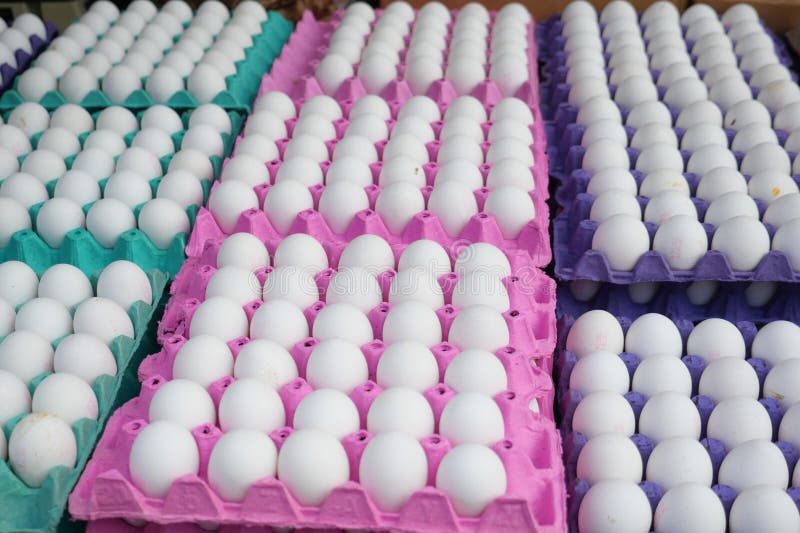 Eggs in the Supermarket a Lot of Eggs Cardboard Trays Stock Photo ...