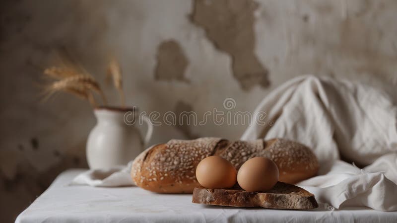 Eggs on Toast, Rustic Morning Breakfast Coffee, Bread Stock ...