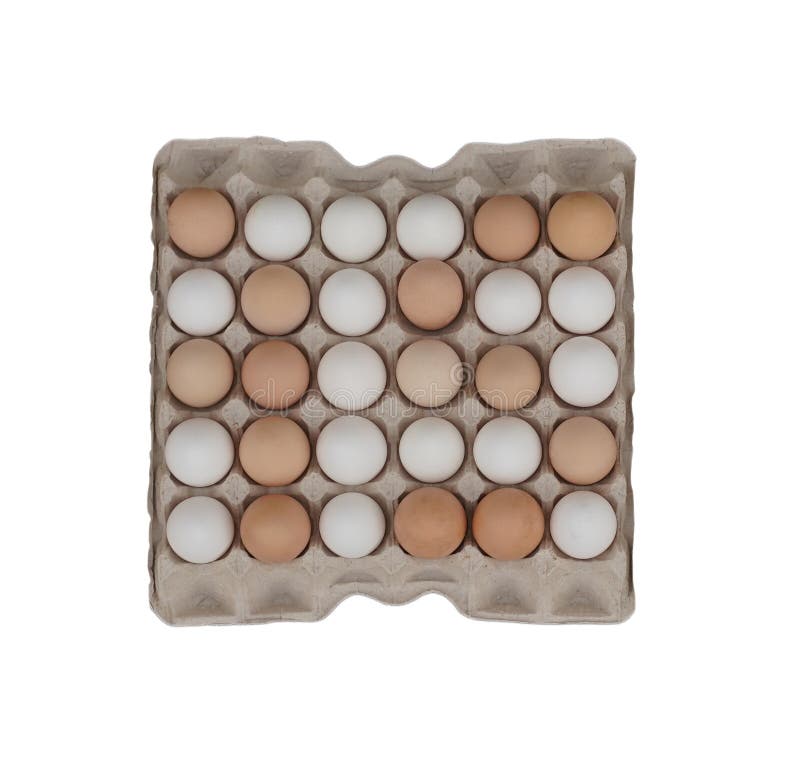 Eggs Top View. Packing of Fresh Chicken Eggs Isolated on White ...