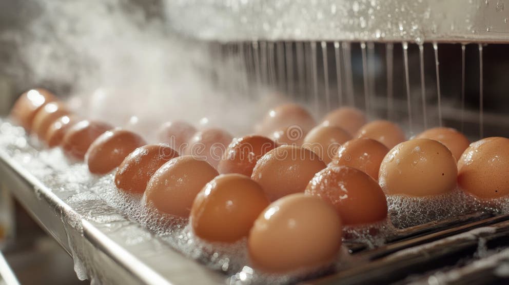 Eggs Undergoing a Washing Process in a Food Facility Stock Illustration ...
