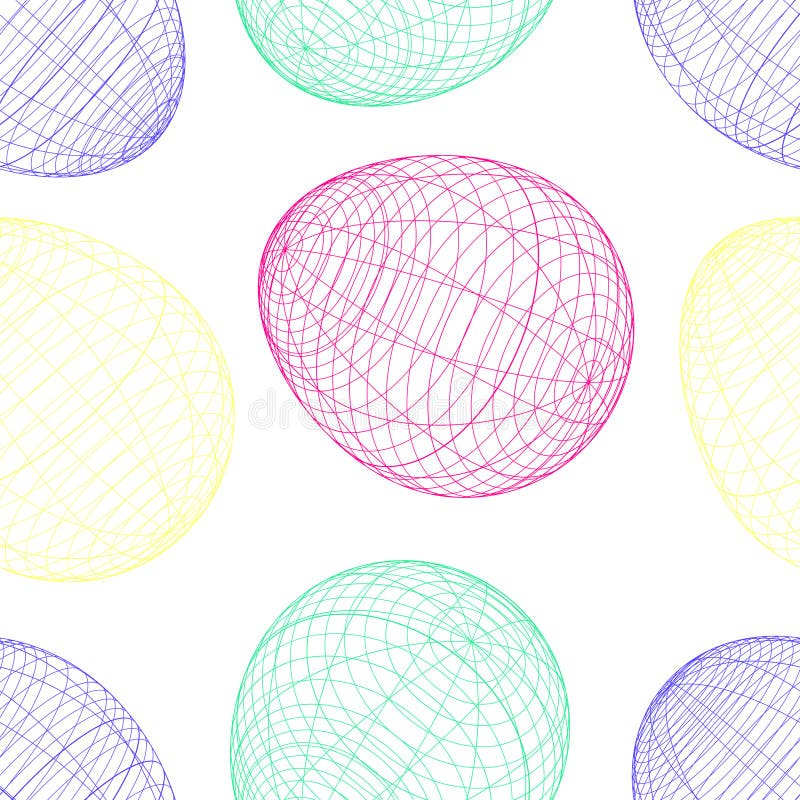 Eggs with Wire Frame, Pattern Style Seamless Pattern. 3D Egg Shape ...