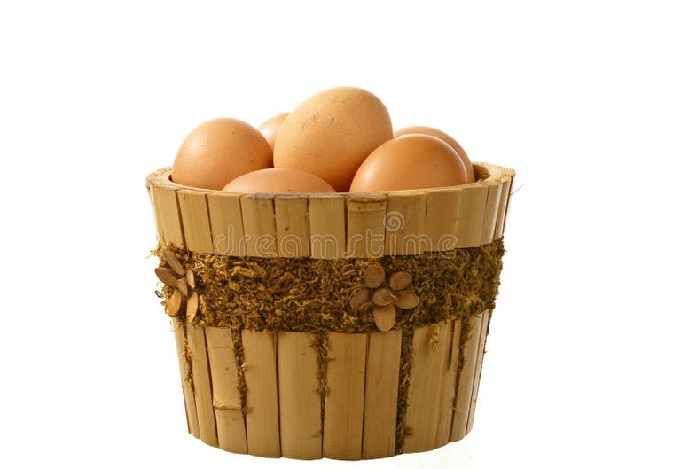 Eggs in the wooden bucket stock photo. Image of chicken - 14144190
