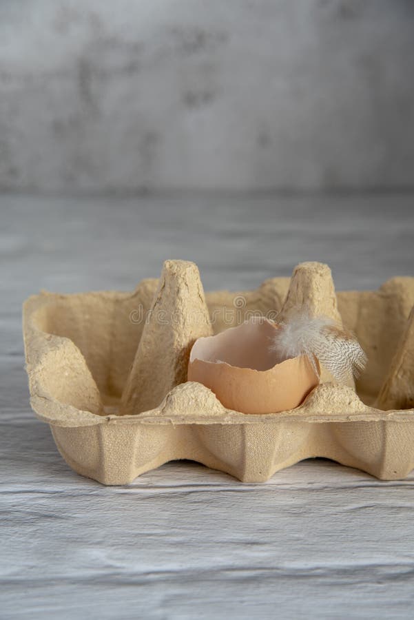 Eggshell in a Cardboard Box for Ten Eggs. Stock Photo - Image of ...