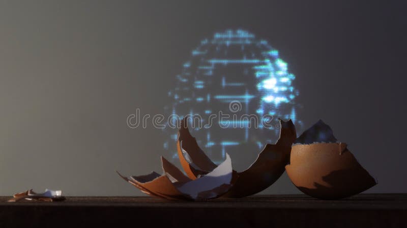 Eggshell Fragments and a Hologram of an Entire Artificial Egg, Stock ...