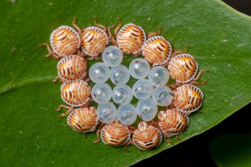 Eggshell with Hatchlings of Yellow Spotted Stink Bug or Yellow Spotted ...