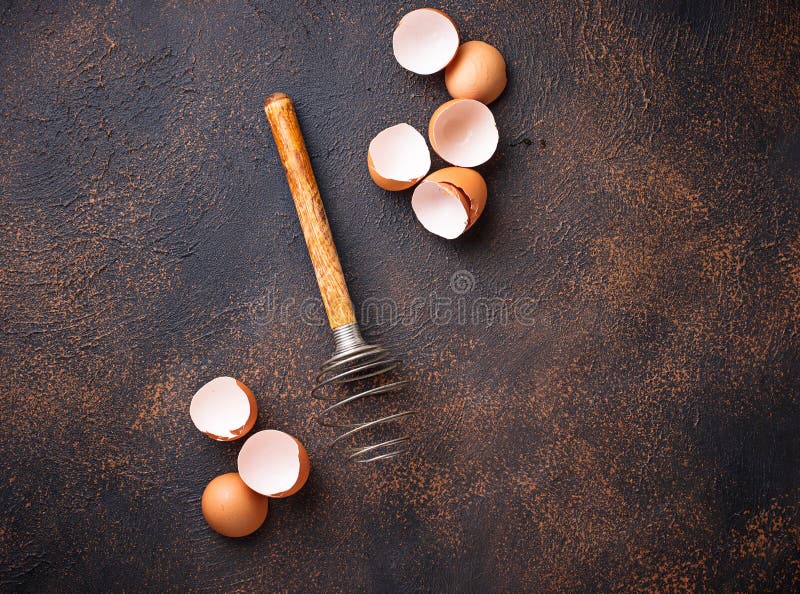 Eggshell and Old Vintage Whisk Stock Photo - Image of whisk, tool ...