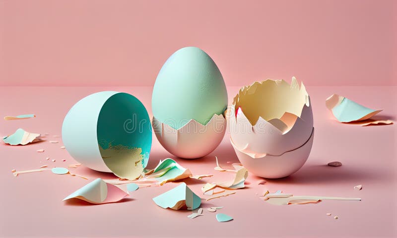 Eggshell with Pastel Paint on a Blue Background, Generative AI Stock ...