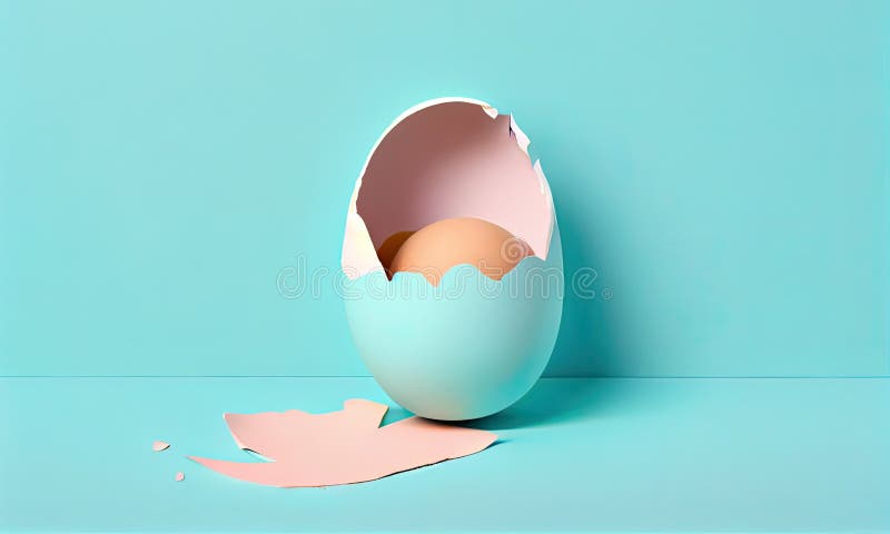 Eggshell with Pastel Paint on a Blue Background, Generative AI Stock ...