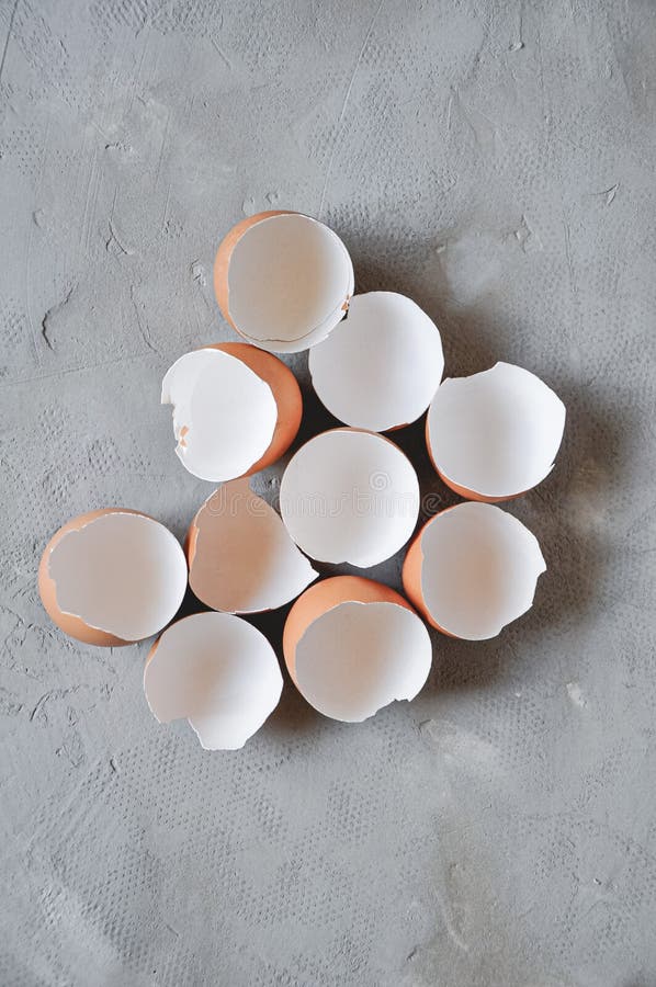 Eggshell. Shell of Eggs on Concrete Kitchen Table Stock Photo - Image ...