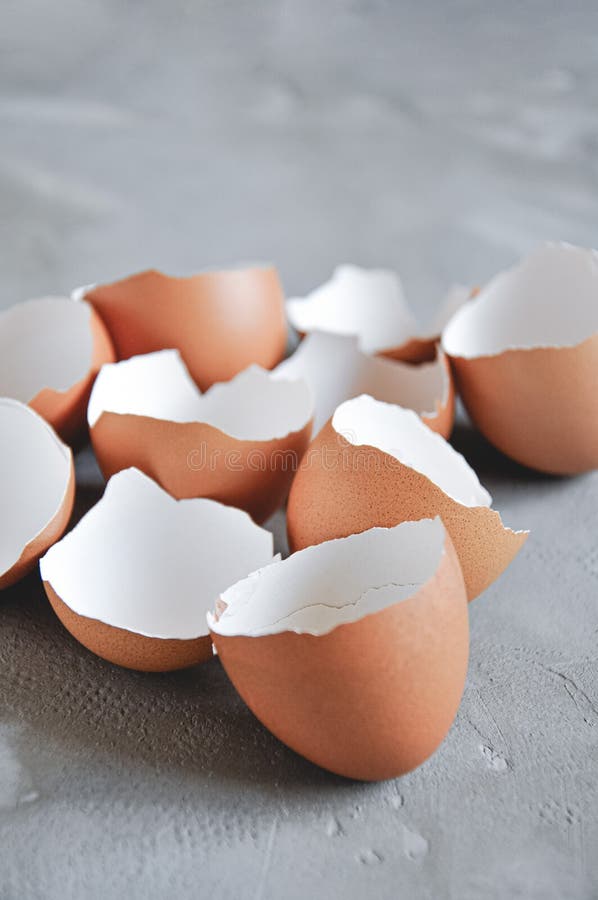 Eggshell. Shell of Eggs on Concrete Kitchen Table Stock Image - Image ...