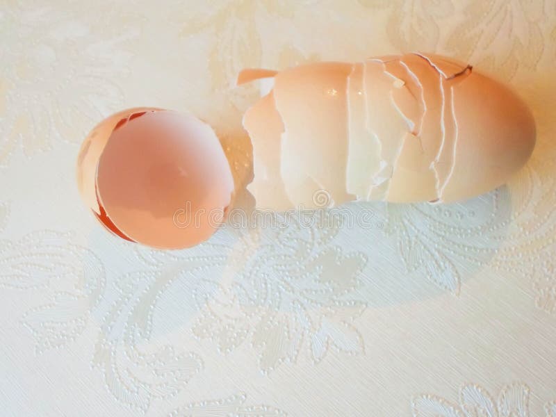Eggshell on a White Table after Cooking. Empty Eggshell Shell Stock ...