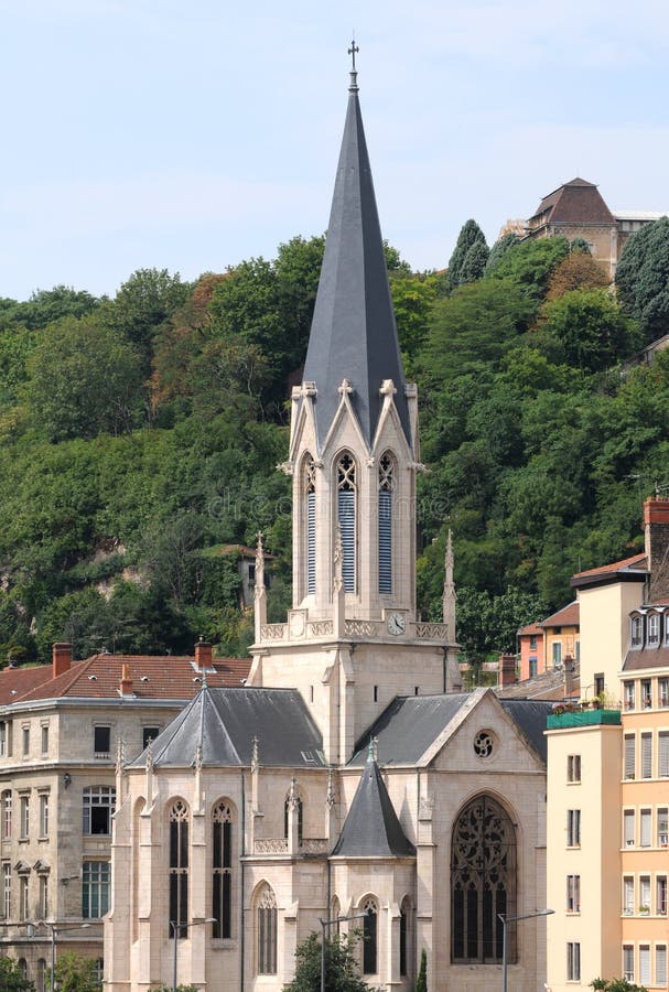 Lyon, Eglise Saint George Seen From The Passerelle St. George Walkways ...