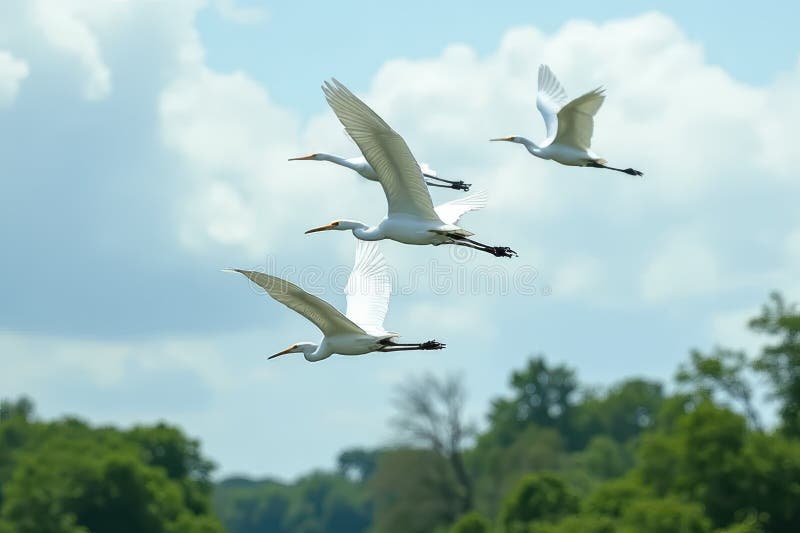 Egrets in Motion stock illustration. Illustration of majestic - 377435996