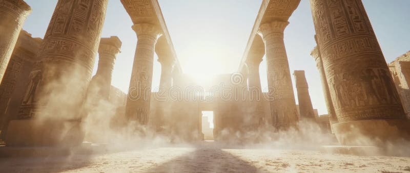 In Egypt, an Ancient Egyptian Temple Basks in Sunlight, Showcasing ...