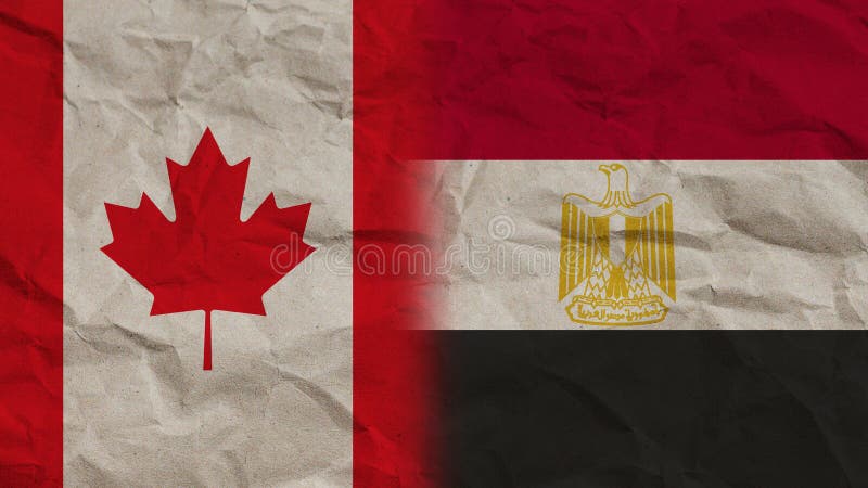 Egypt and Canada Flags Together, Crumpled Paper Effect 3D Illustration ...