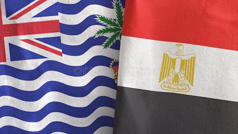 Egypt and British Indian Territory Two Flags Textile Cloth 3D Rendering ...