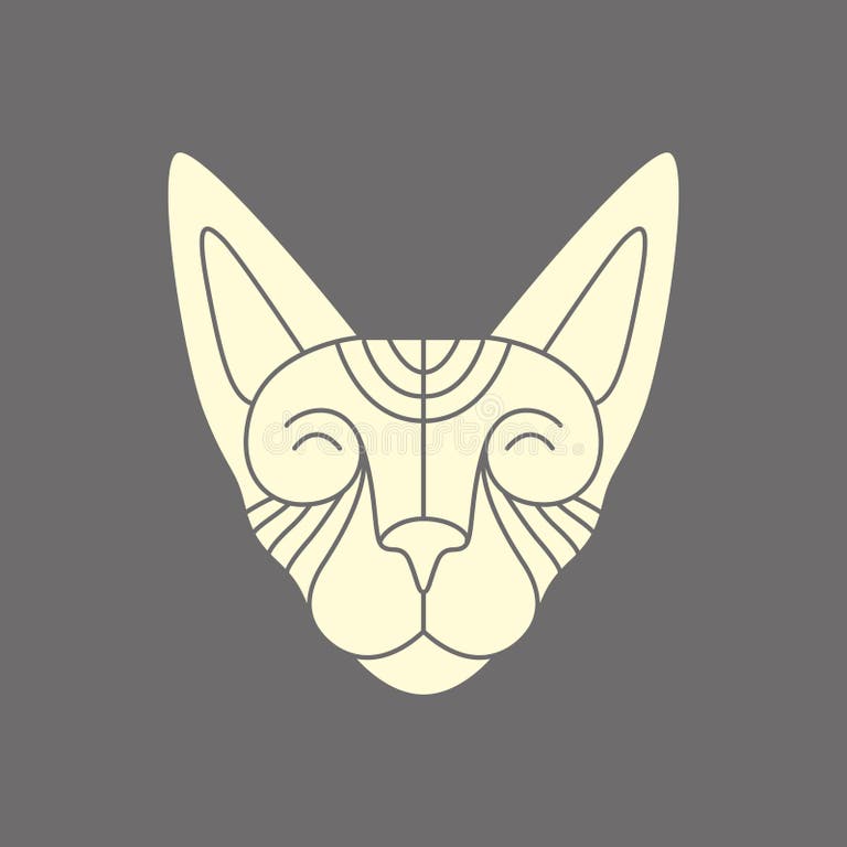 Egypt Cat Face Head Line Logo Design Vector Stock Vector - Illustration ...