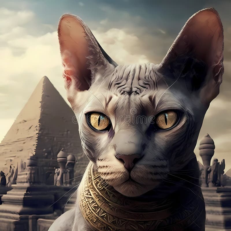 Egypt Cat Pyramids Background. Generative AI Stock Illustration ...